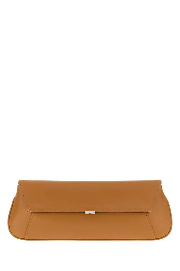 Amina Muaddi Camel Leather Ami Clutch