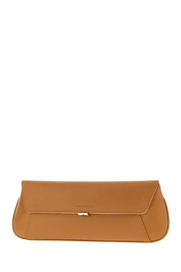 Amina Muaddi Camel Leather Ami Clutch