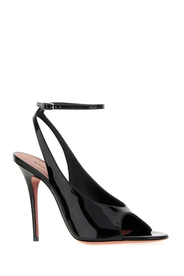 Amina Muaddi Leather Anok Sandals - Black