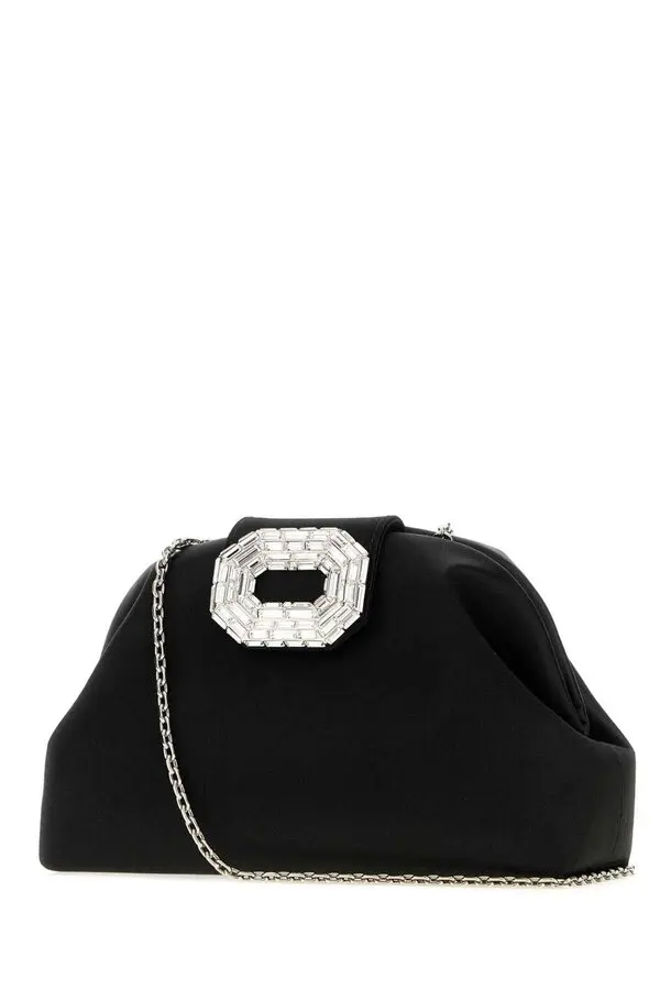 Amina Muaddi Satin Camelia Clutch