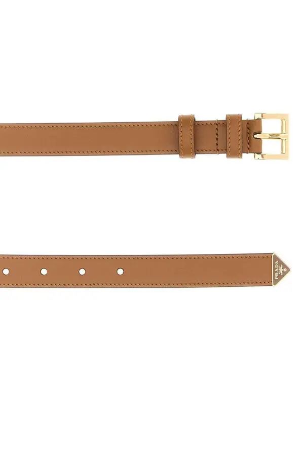 Prada Biscuit Leather Belt - Brown