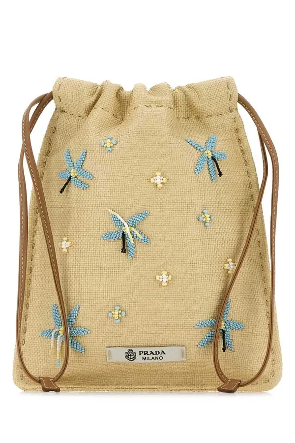 Prada Beige Canvas Phone Holder