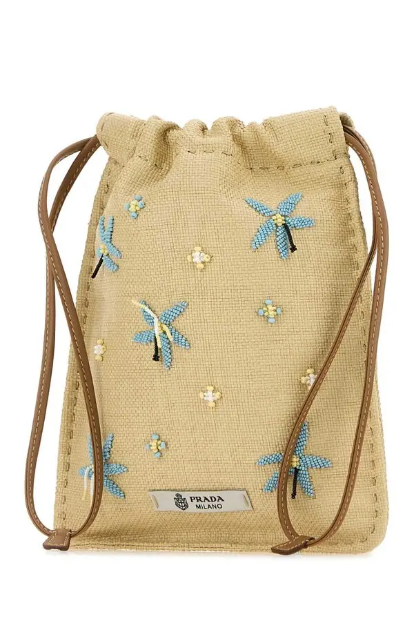 Prada Beige Canvas Phone Holder