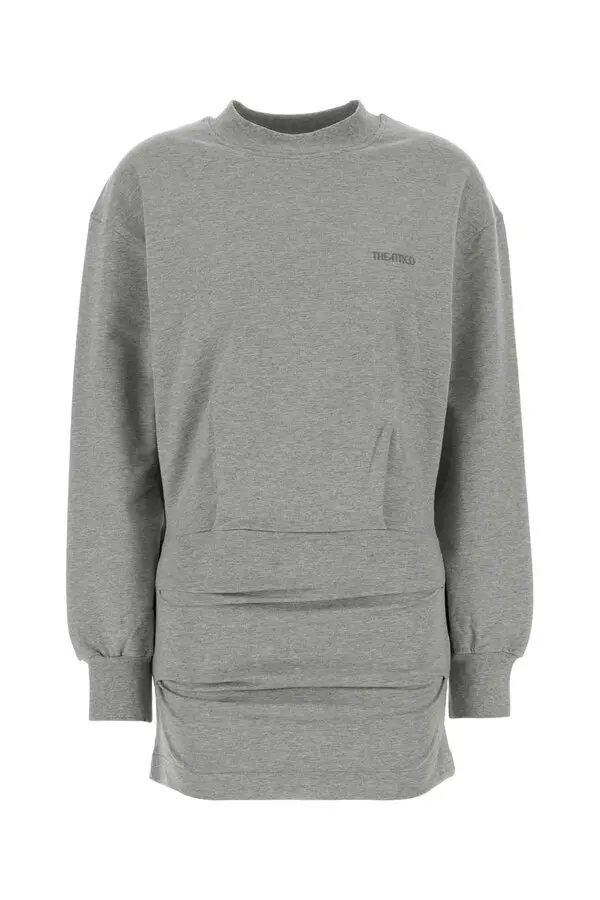 Attico Grey Stretch Cotton Sweatshirt Mini Dress - Gray