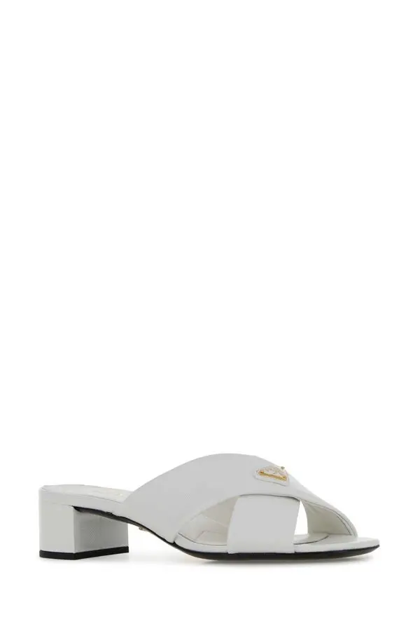 Prada Leather Mules - White