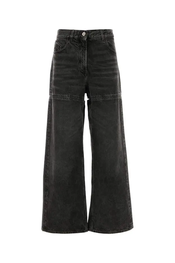 Attico Dark Grey Denim Wide-leg Jeans - Gray