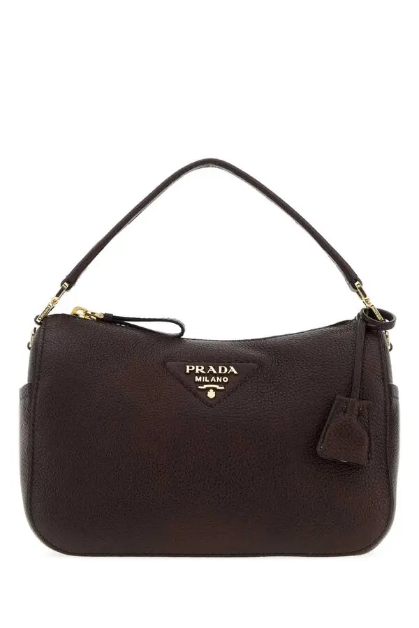 Prada Dark Leather Small Handbag - Brown