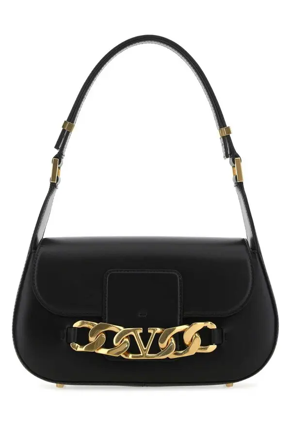 Valentino Garavani Leather Vlogo Chain Shoulder Bag - Black