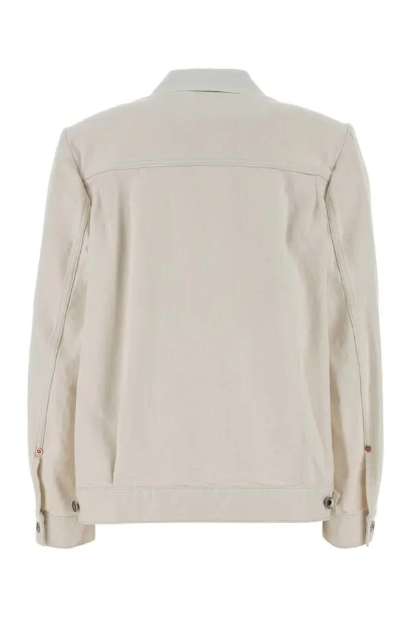 Sacai Ivory Twill And Denim Blazer
