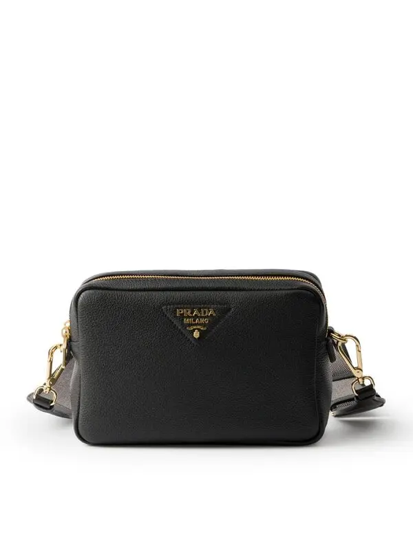 Prada Small Leather Shoulder Bag - Black