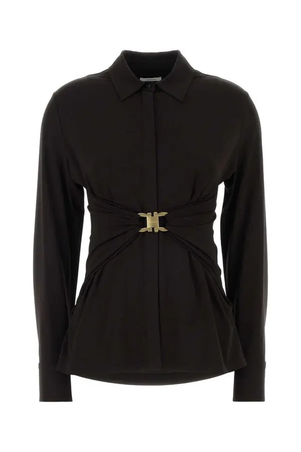 FERRAGAMO Stretch Viscose Shirt - Brown