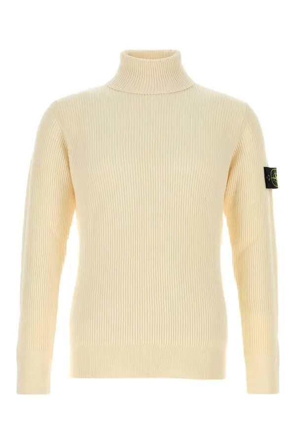 Stone Island Ivory Wool Sweater - White