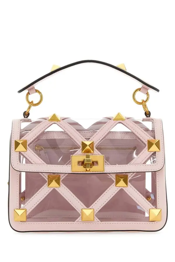 Valentino Garavani Pastel Polymeric Material And Leather Medium Roman Stud Handbag - Pink