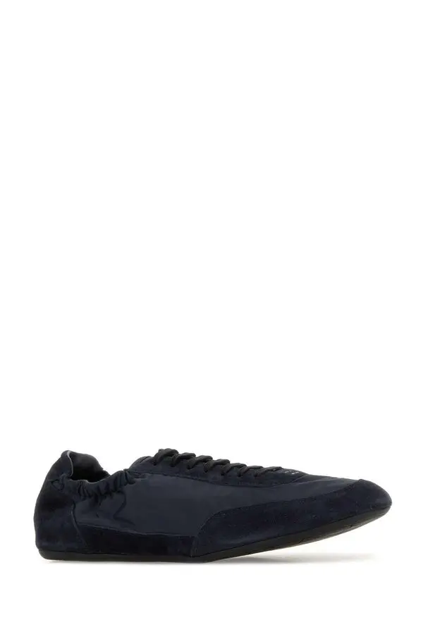 Prada Navy Nylon And Suede Sneakers - Blue