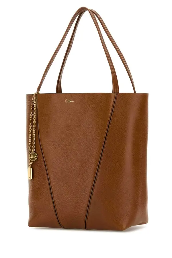 Chloé Caramel Leather Spin Shopping Bag