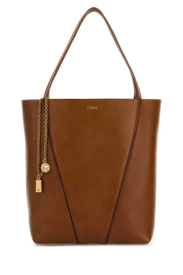 Chloé Leather Spin Shopping Bag - Brown