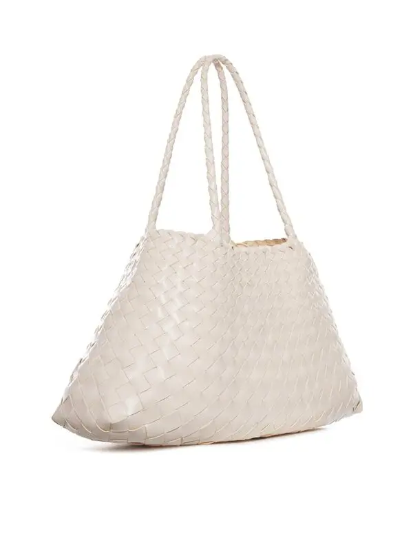 Dragon Diffusion Santa Croce Big Woven Leather Bag - Cream