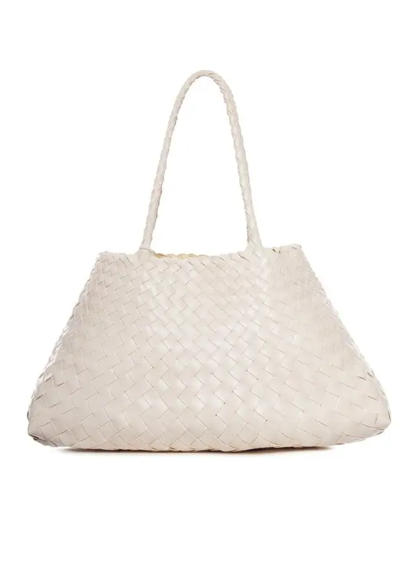 Dragon Diffusion Santa Croce Big Woven Leather Bag - Cream