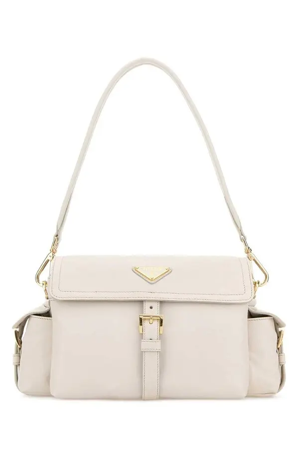 Prada Ivory Nappa Leather Explore Shoulder Bag