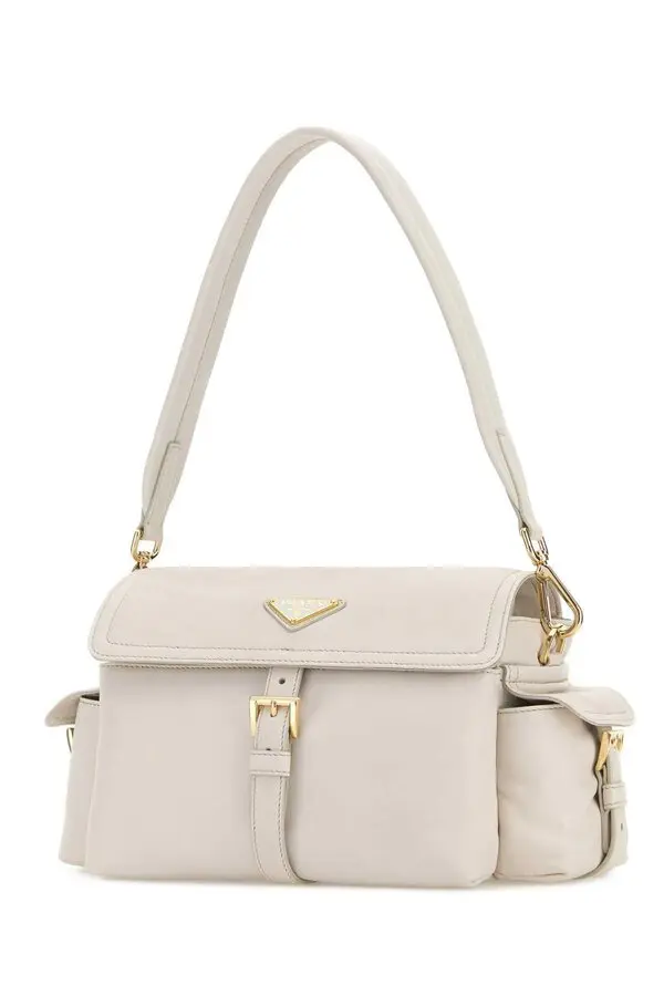 Prada Ivory Nappa Leather Explore Shoulder Bag