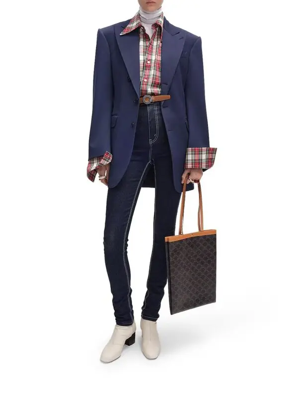 Celine Medium Flat Shopper In Triomphe Fabric