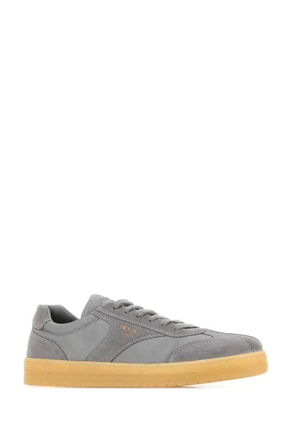 Prada Suede And Re-nylon Sneakers - Gray