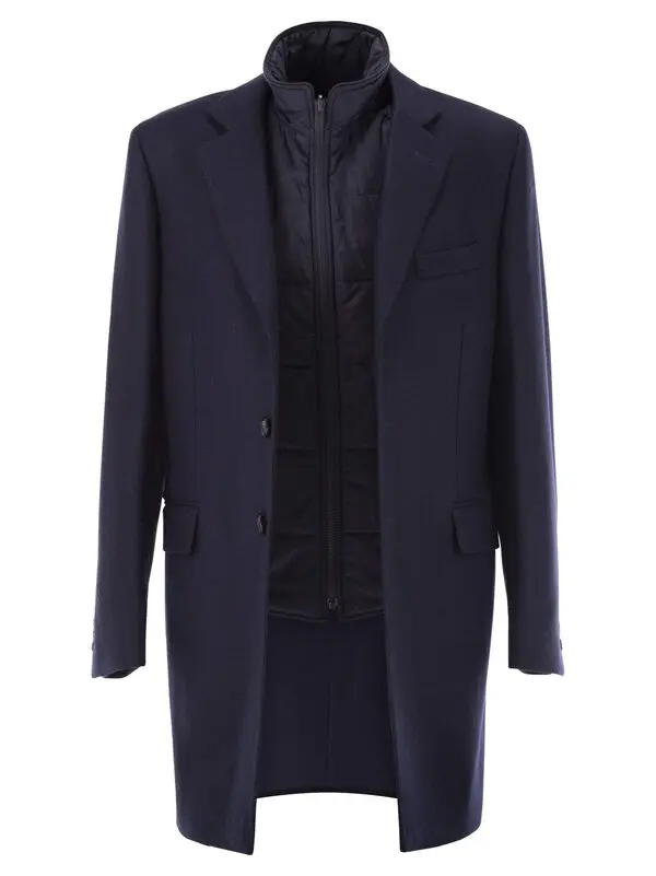FAY Double Coat In Wool And Cashmere Cloth - Blue