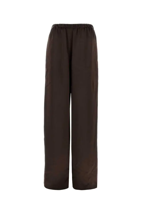 FERRAGAMO Dark Satin Palazzo Pant - Brown