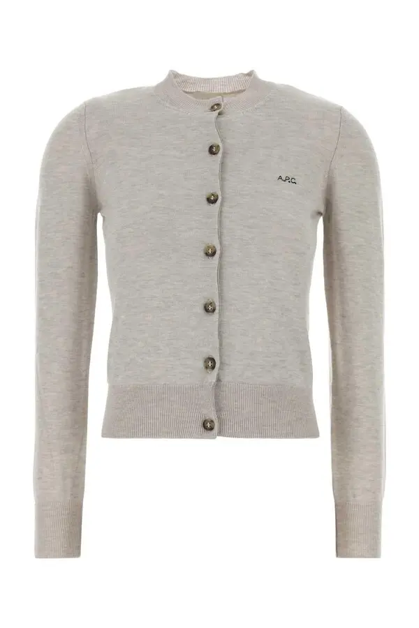 A.p.c. Melange Grey Wool Blend Rosa Cardigan