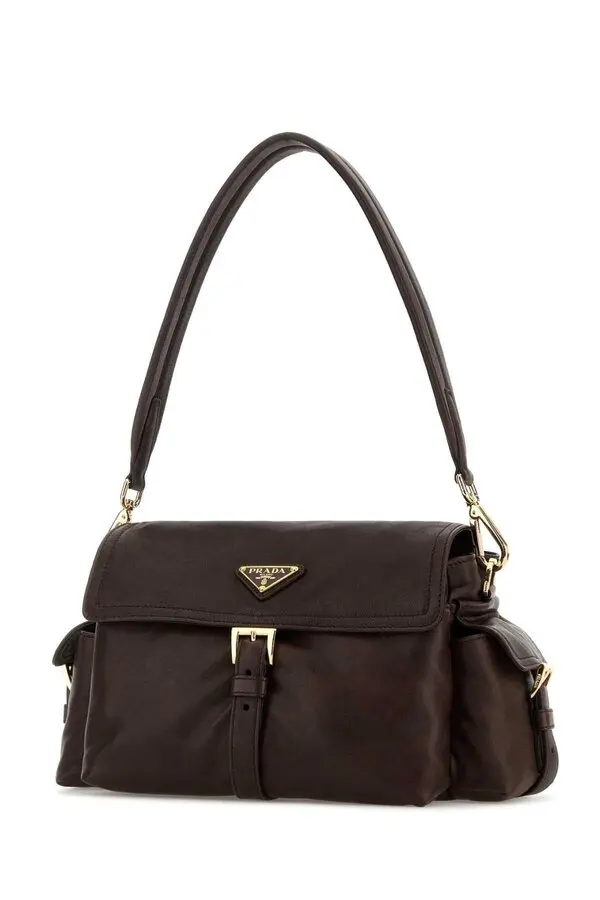 Prada Dark Nappa Leather Explore Shoulder Bag - Brown