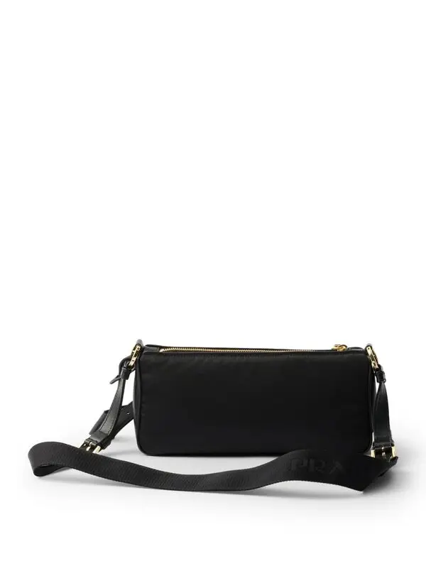 Prada Small Re-nylon And Leather Shoulder Bag With Padlock