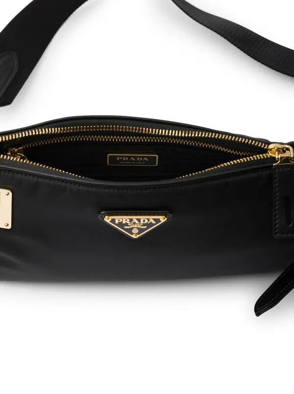 Prada Small Re-nylon And Leather Shoulder Bag With Padlock