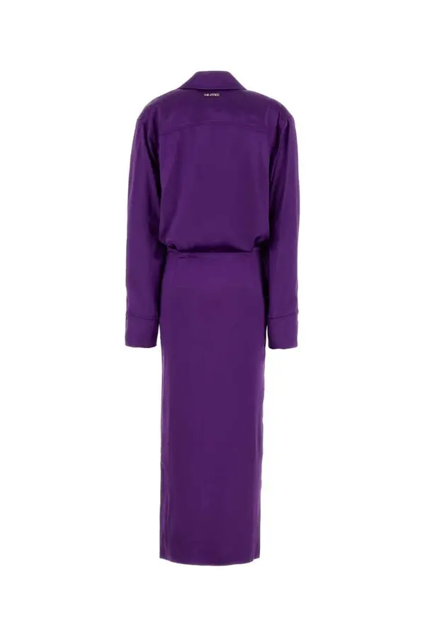 Attico Satin Shirt Dress - Purple