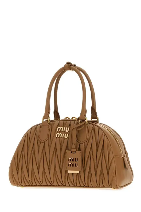 Miu Miu Camel Nappa Leather Arcadie Handbag