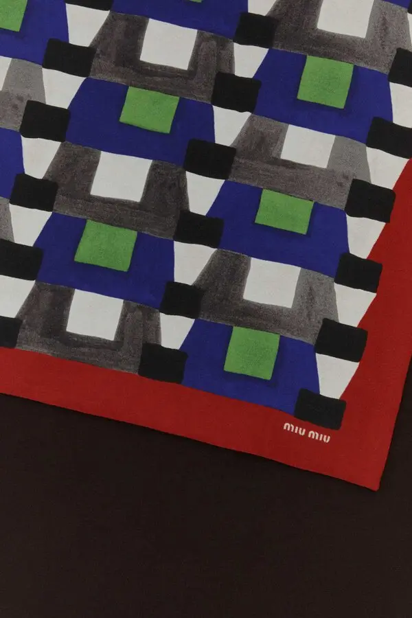Miu Miu Printed Silk Foulard - Multicolor