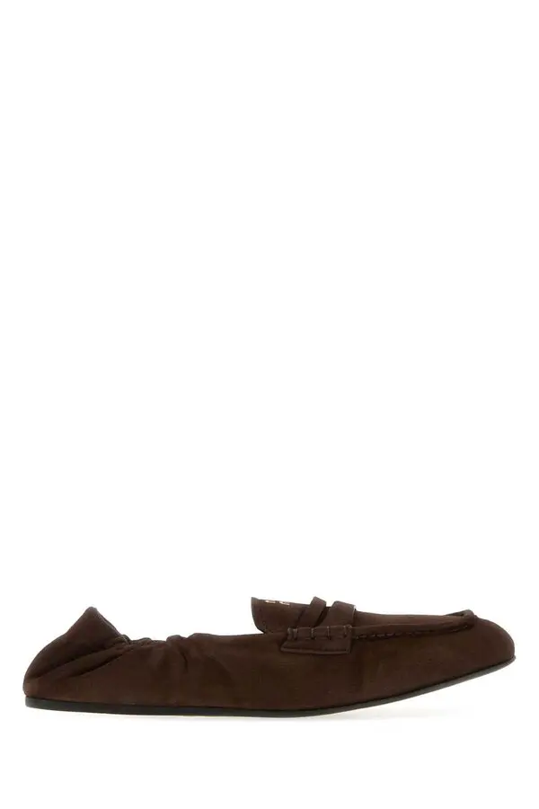 Miu Miu Dark Suede Leather Loafers