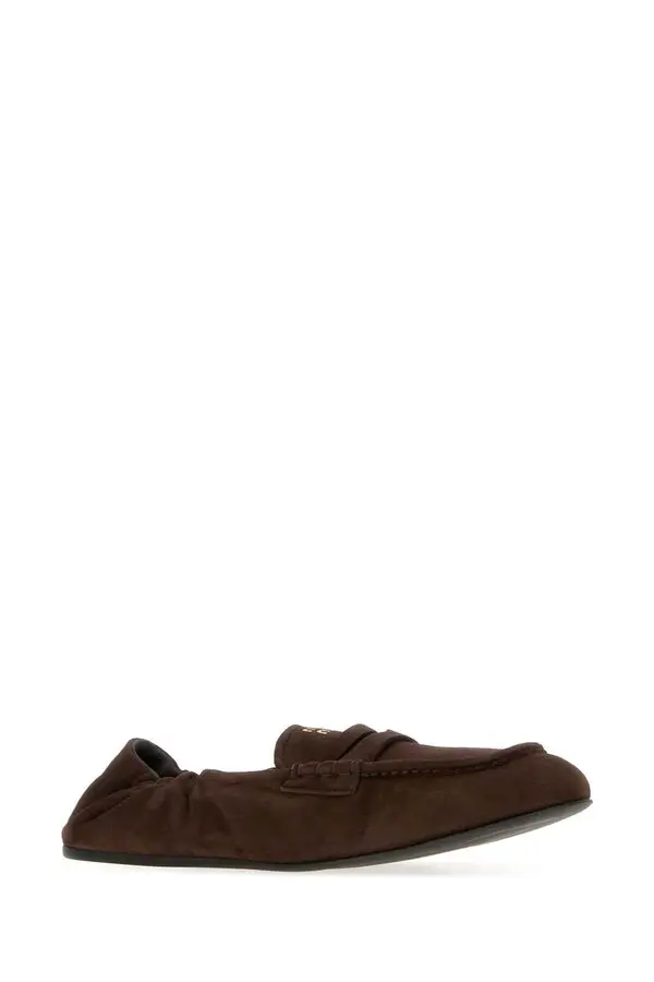 Miu Miu Dark Suede Leather Loafers