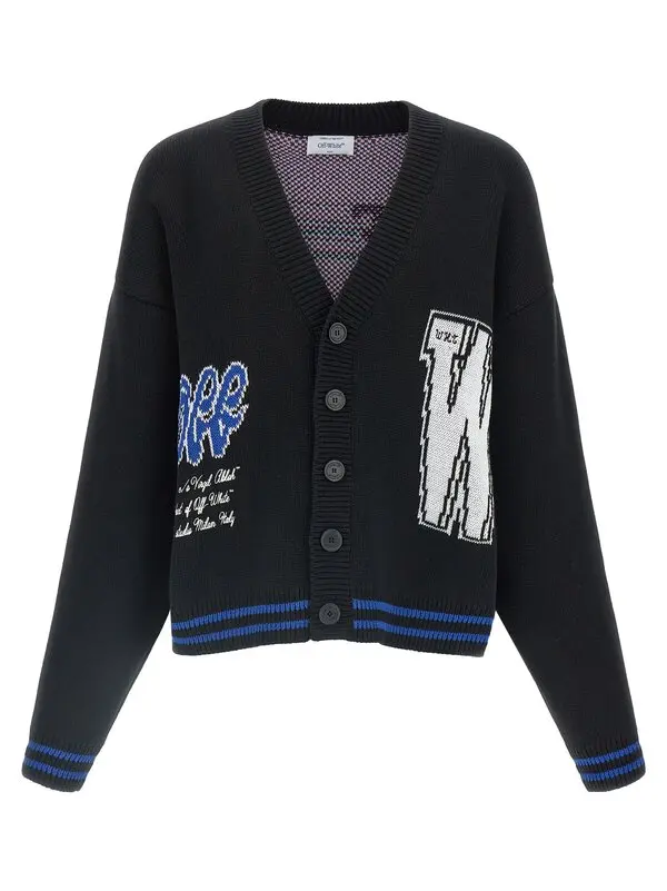 Off-White Glide Diag Heavy Cotton Knit Cardigan - Black