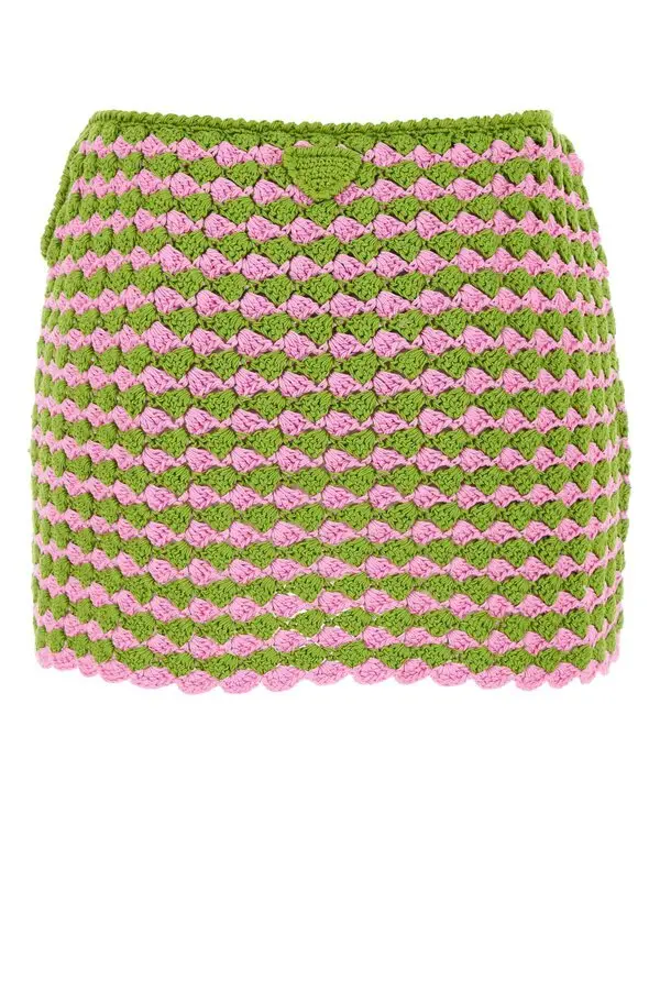 Prada Two-tone Crochet Mini Skirt