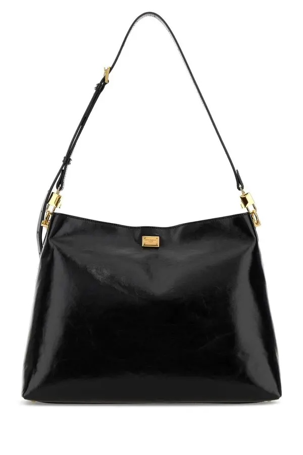 Dolce & Gabbana Leather Large Vittoria Shopping Bag - Black