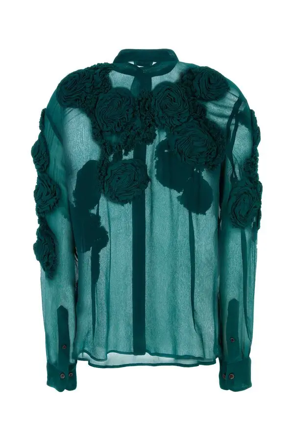 Dries Van Noten Crepe Blouse - Green
