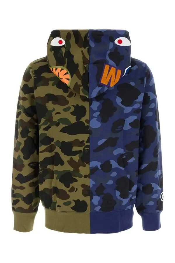 A BATHING APE Printed Cotton Split Camo Shark Sweatshirt