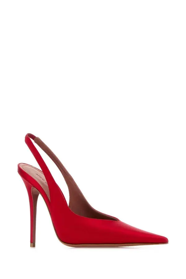 Amina Muaddi Satin Anok Pumps - Red
