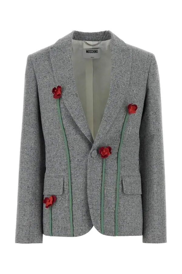 Moschino Silk Blend Blazer - Gray