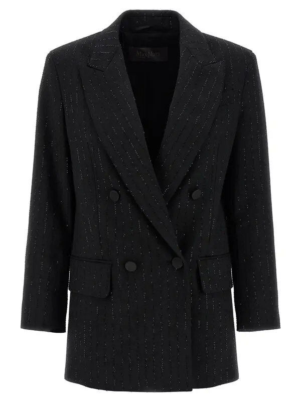 Max Mara Appia Wool Sail Sequined Blazer - Black