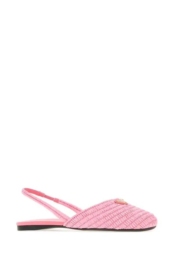 Prada Raffia Ballerinas - Pink
