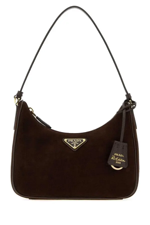 Prada Suede Re-edition 2005 Shoulder Bag - Brown
