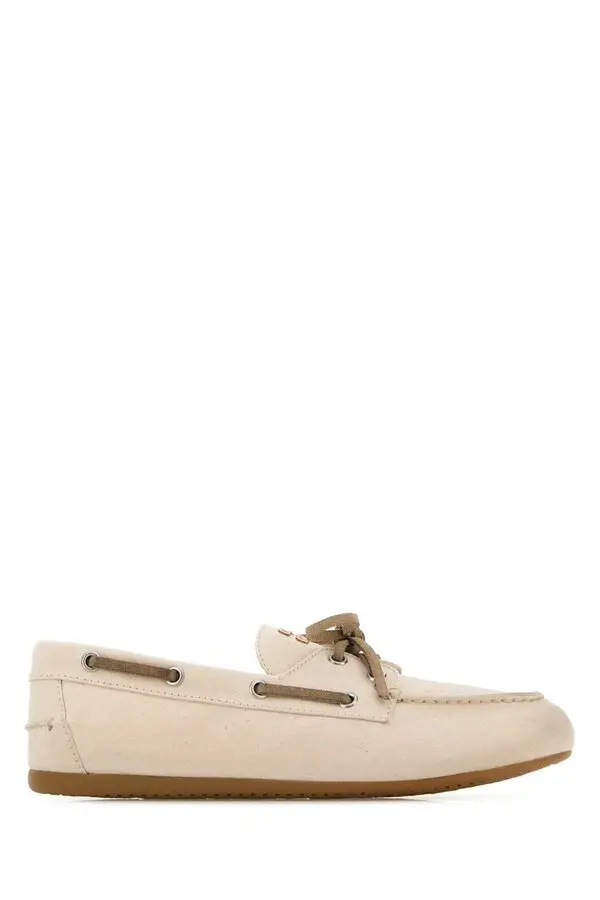 Miu Miu Ivory Canvas Loafers - White