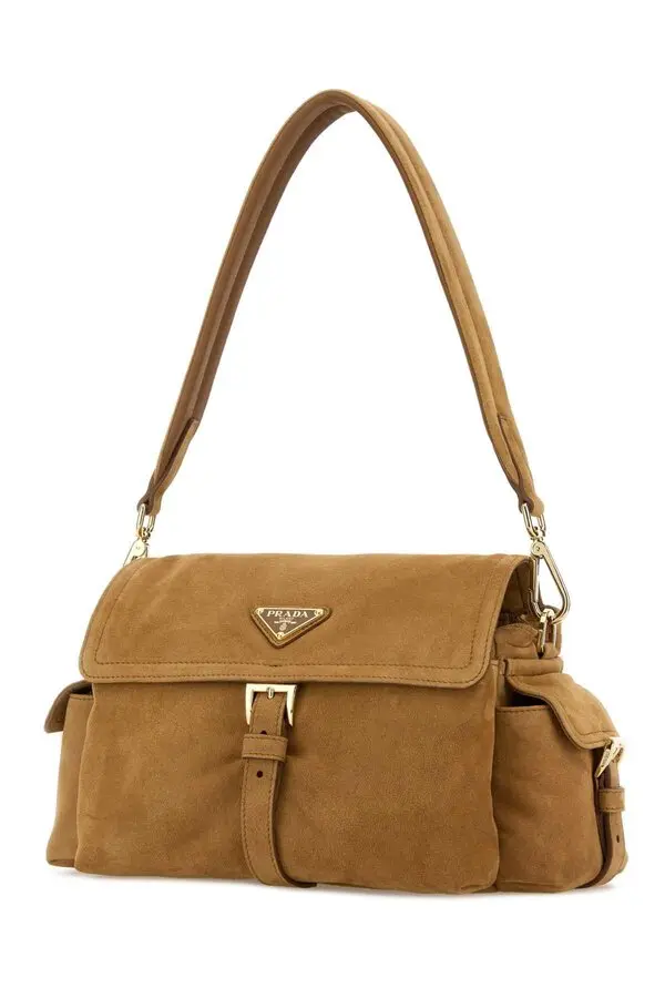 Prada Camel Suede Shoulder Bag