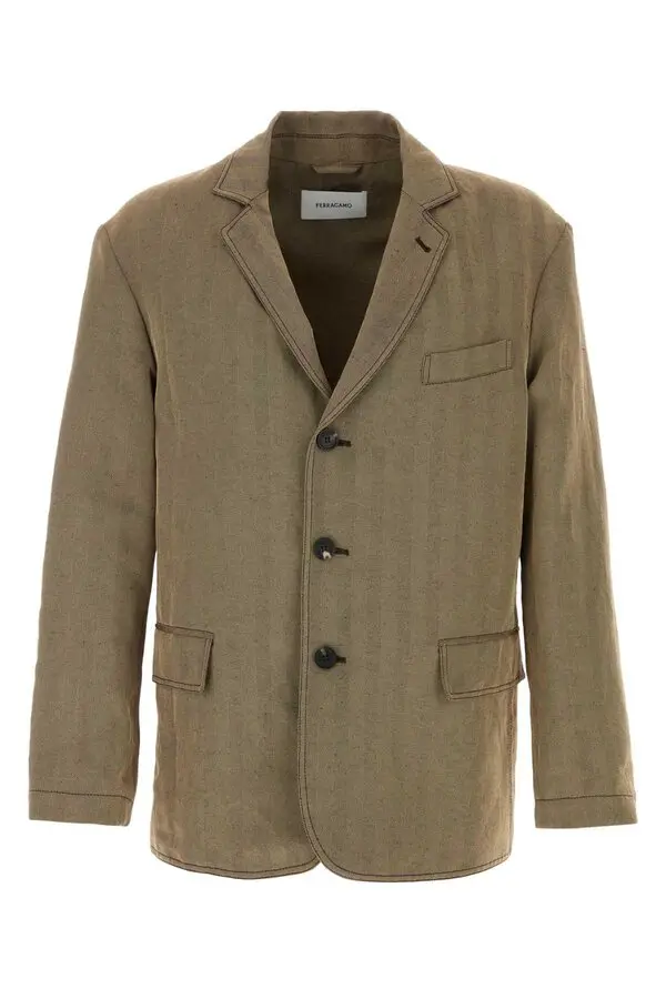 FERRAGAMO Embroidered Linen Blend Blazer